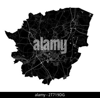Doncaster city map, detailed administrative area with border Stock ...