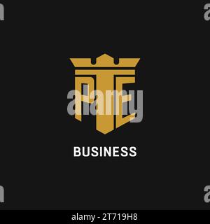 PE logo with shield and crown, initial monogram logo design ideas Stock Vector Image & Art - Alamy