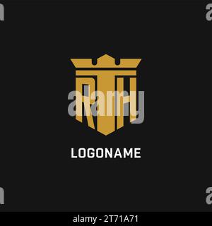 RH logo with shield and crown, initial monogram logo design ideas Stock ...