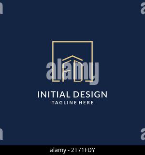 Initial FD logo with square lines, luxury and elegant real estate logo ...