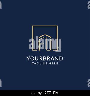FU initial square logo design, modern and luxury real estate logo style ...