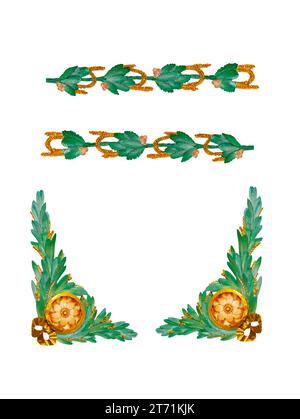 medieval plaster details and ceiling paintings detail covered with gold ...