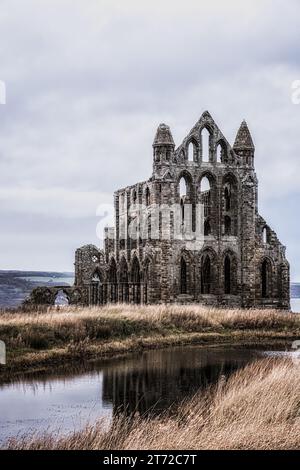 View of Whitby Abbey with cliffs in sight Stock Photo - Alamy