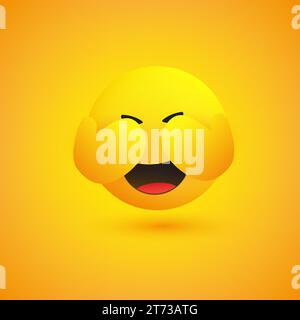 Hand Over Face - Embarrassed Laughing Emoticon with Closed Eyes ...