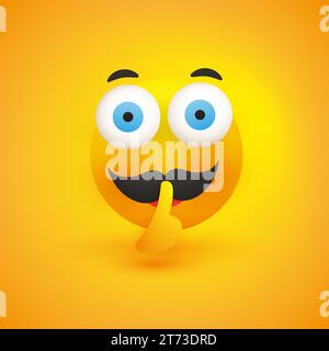 Shushing Serious Male Face with Mustache and Big Open Eyes Gesturing ...