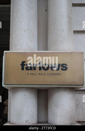 Brass name plate at the entrance to Farlows outdoor pursuits store ...