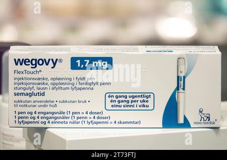 Packaging box of Wegovy (semaglutide) injectable prescription ...
