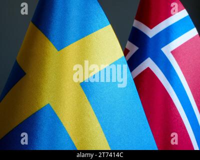 Small national flags of the Norway on a white background Stock Photo ...