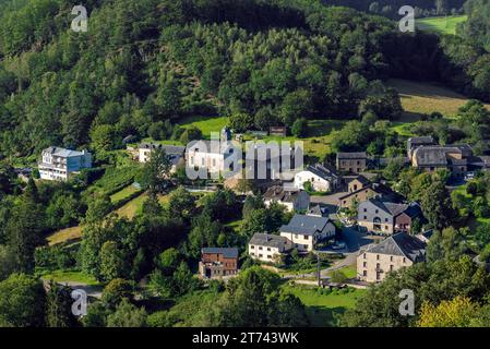 The aerial view of the Belgian Ardennes in autumn. Wallonia, Belgium ...