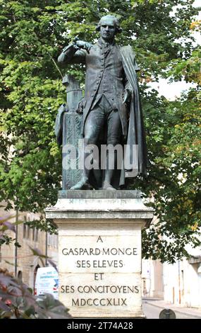 A Statue of Gaspard Monge Mathematician, Beaune, Burgundy France Stock ...