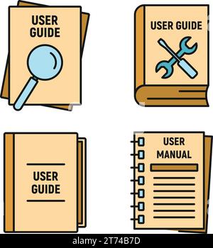 User guide flat color icons in round outlines. 6 bonus icons included ...