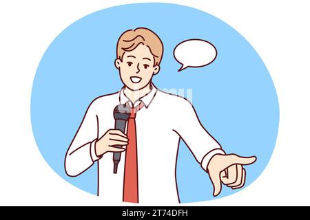 Confident speech of speaker in front of audience vector illustration ...