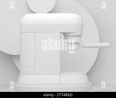 Abstract scene or podium with espresso coffee machine on monochrome ...