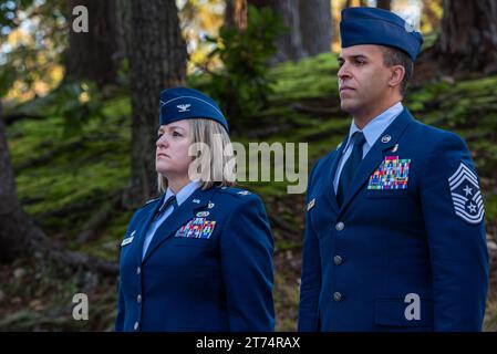 Colonel Taona Enriquez and Chief Master Sgt. Charles Desaulniers from 66th Air Base Group ...