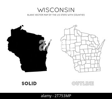 Wisconsin map. Borders of Wisconsin for your infographic. Vector us ...