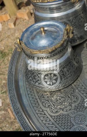 Old retro style metallic buckets for sale Stock Photo - Alamy