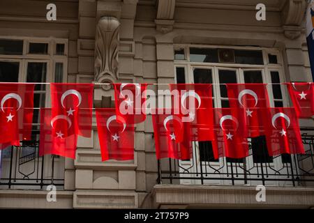 Turkish national flag hang on a pole in open air Stock Photo - Alamy