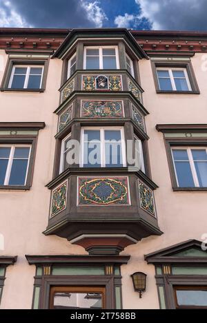 Historic two-storey bay window on a residential building, Rottweil ...