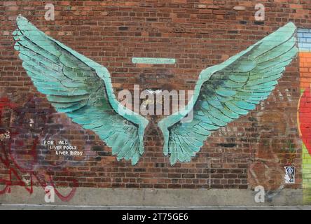 Liver Bird mural painted on the side of a building in Liverpool, UK ...