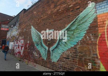 Liver Bird mural painted on the side of a building in Liverpool, UK ...