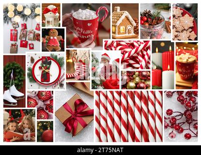 Photos of Christmas holidays combined into collage. Banner design Stock ...