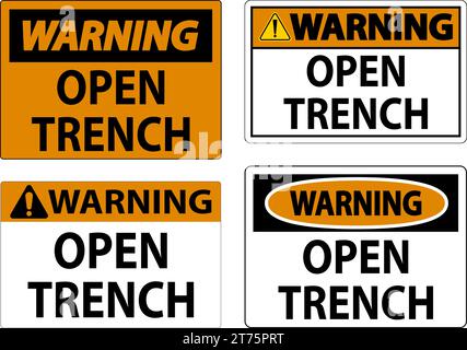 Warning Sign Open Trench Stock Vector Image & Art - Alamy