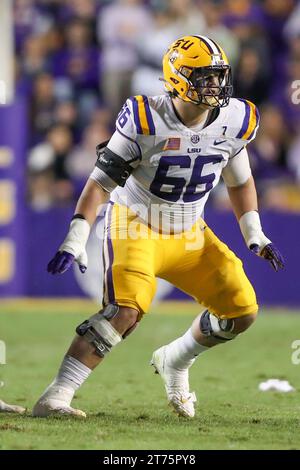 November 11, 2023: LSU offensive lineman Will Campbell (66) looks for ...