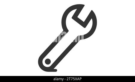 Monochrome vector illustration of a wrench, simplistic design, isolated ...