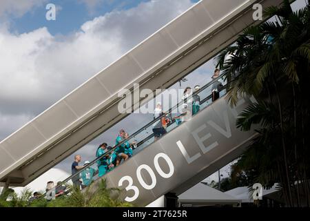 England fans ride on an escalator between levels inside the ground ...