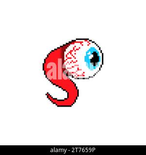 Eyeball pixel art isolated. 8 bit Eye and nerves anatomy Stock Vector ...