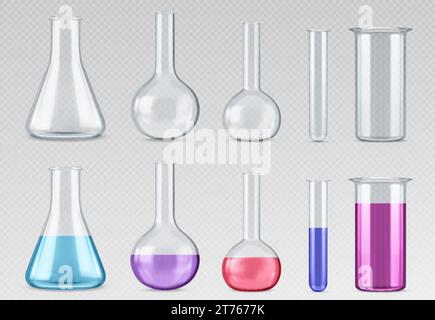 Set of empty and water filled measuring cups with 1 liter volume ...