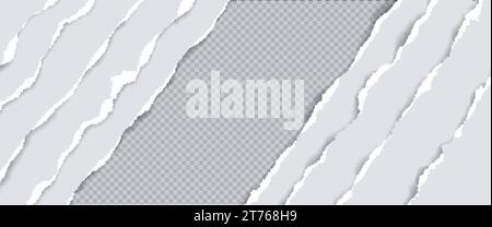 Layers of torn paper strips with transparent background in middle ...