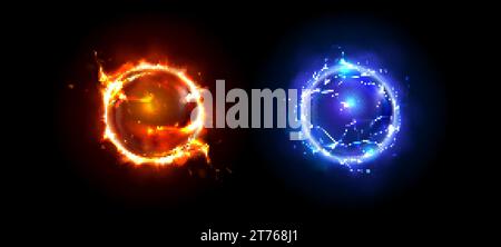 Electric balls, round lightnings, blue and purple thunderbolt circles ...