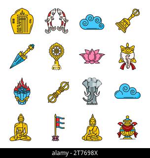 Buddhism religion icon of Kalachakra Tenfold, Buddhist ritual vector ...