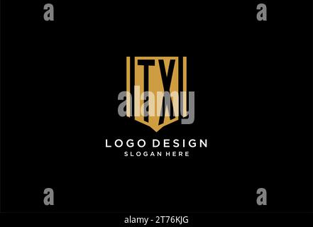 TX Logo monogram with shield shape designs template vector icon modern ...
