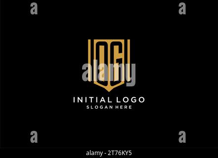 OG monogram logo initial with shield guard shape design ideas Stock ...