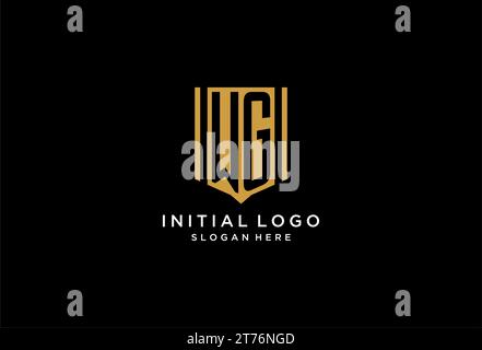 Monogram WG logo with geometric shield and crown, luxury elegant ...