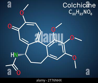 Colchicine molecule. It is alkaloid with anti-gout and anti ...