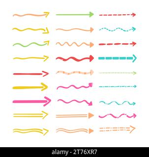 Collection of strikethrough multi colored underlines. different doodle ...