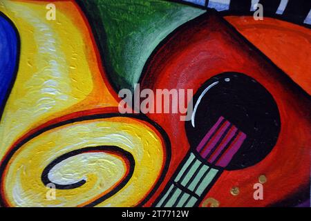 Original art Painting Abstract Triangle Curve Square Music geometric ...