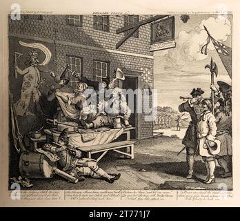 'The Invasion of France Plate 1' cartoon engraving by William Hogarth ...