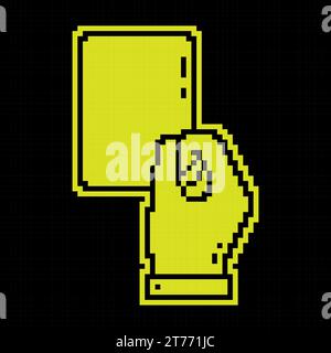 Pixel icon. Sports referee hand showing card for player breaking rules ...