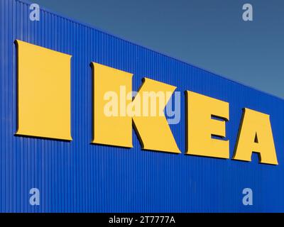 blue and yellow ikea sign, the swedish furniture retailer, at ...