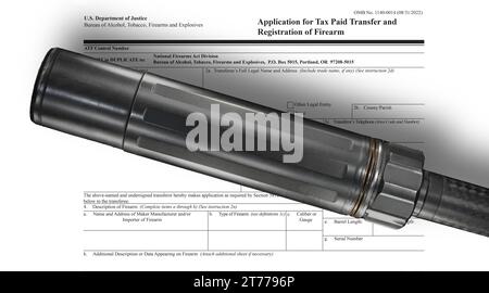 Public domain ATF form in the shadow of the silencer that requires its ...