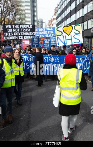 Participants gather and march during the SOS NHS demonstration in ...