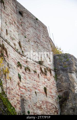 Wall of a castle mixed with moss, texture, castle Waldeck Stock Photo ...