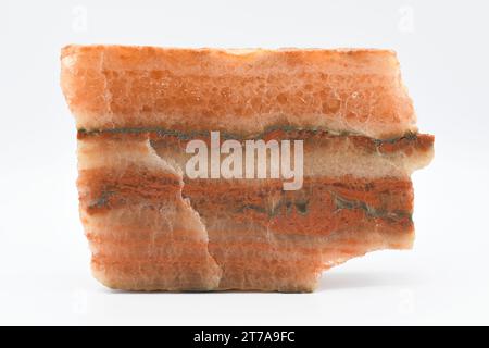 Halite (white), sylvine (orange) and clay (grey). Halite is a sodium ...