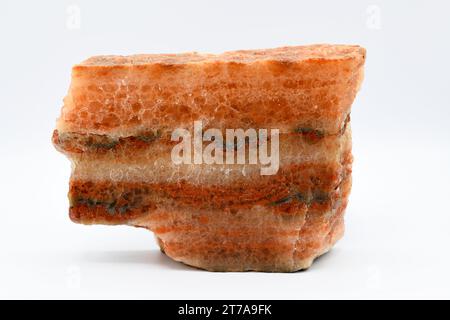 Halite (white), sylvine (orange) and clay (grey). Halite is a sodium ...