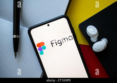 In this photo illustration a Figma logo seen displayed on a smartphone ...