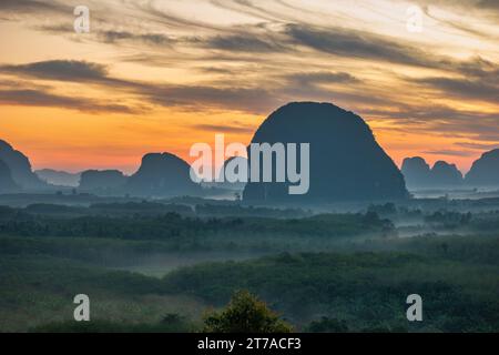 Mountain sunrise view at Din Deang Doi viewpoint with tropical forest ...
